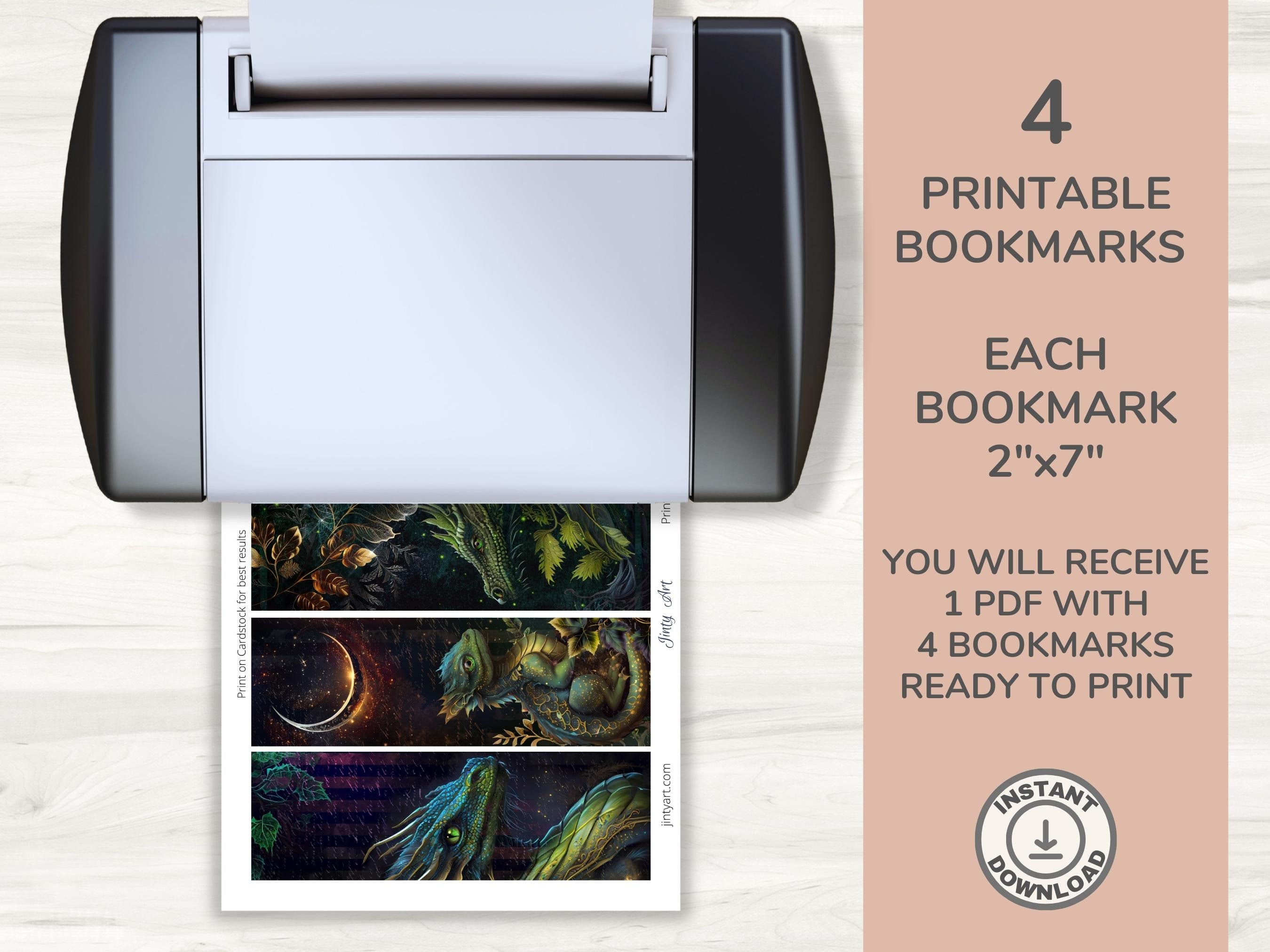 Dragon Printable Bookmarks Set of 4. Printable Dragon Bookmarks ...
