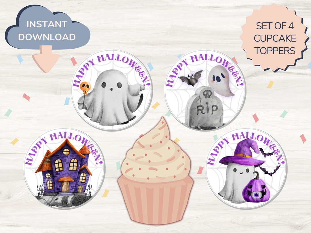 Halloween Cupcake Toppers Printable, Fun Designs (instant Download) - Etsy