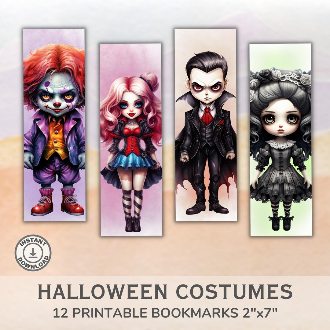 Printable Halloween Costumes Bookmarks. Perfect as a Spooky and Creepy ...