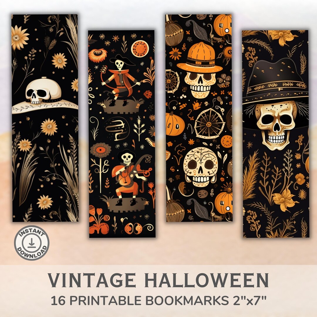 Printable Vintage Halloween Bookmarks. Perfect as a Spooky and Creepy ...