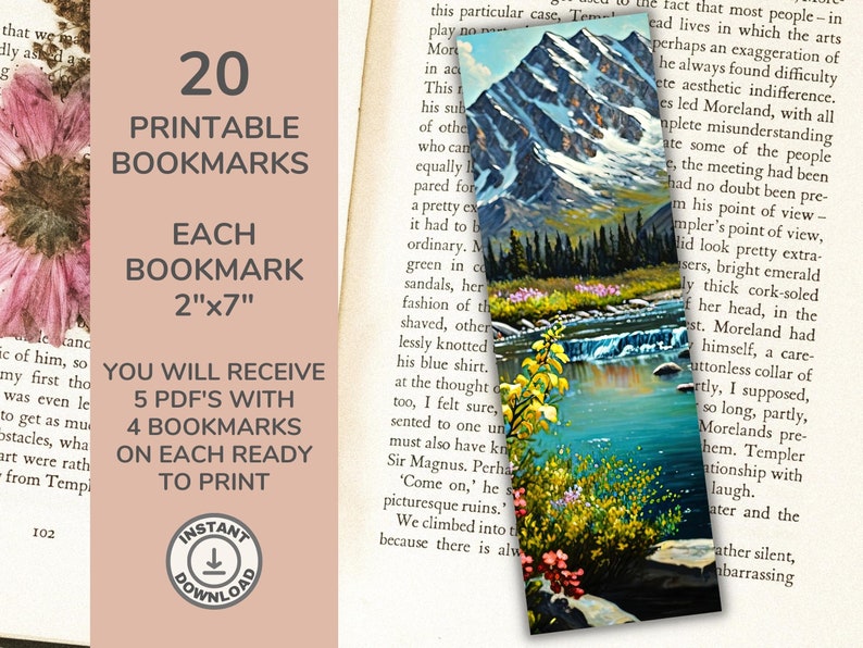 Printable Mountain Streams Bookmarks. Watercolor Mountains, Creeks and ...