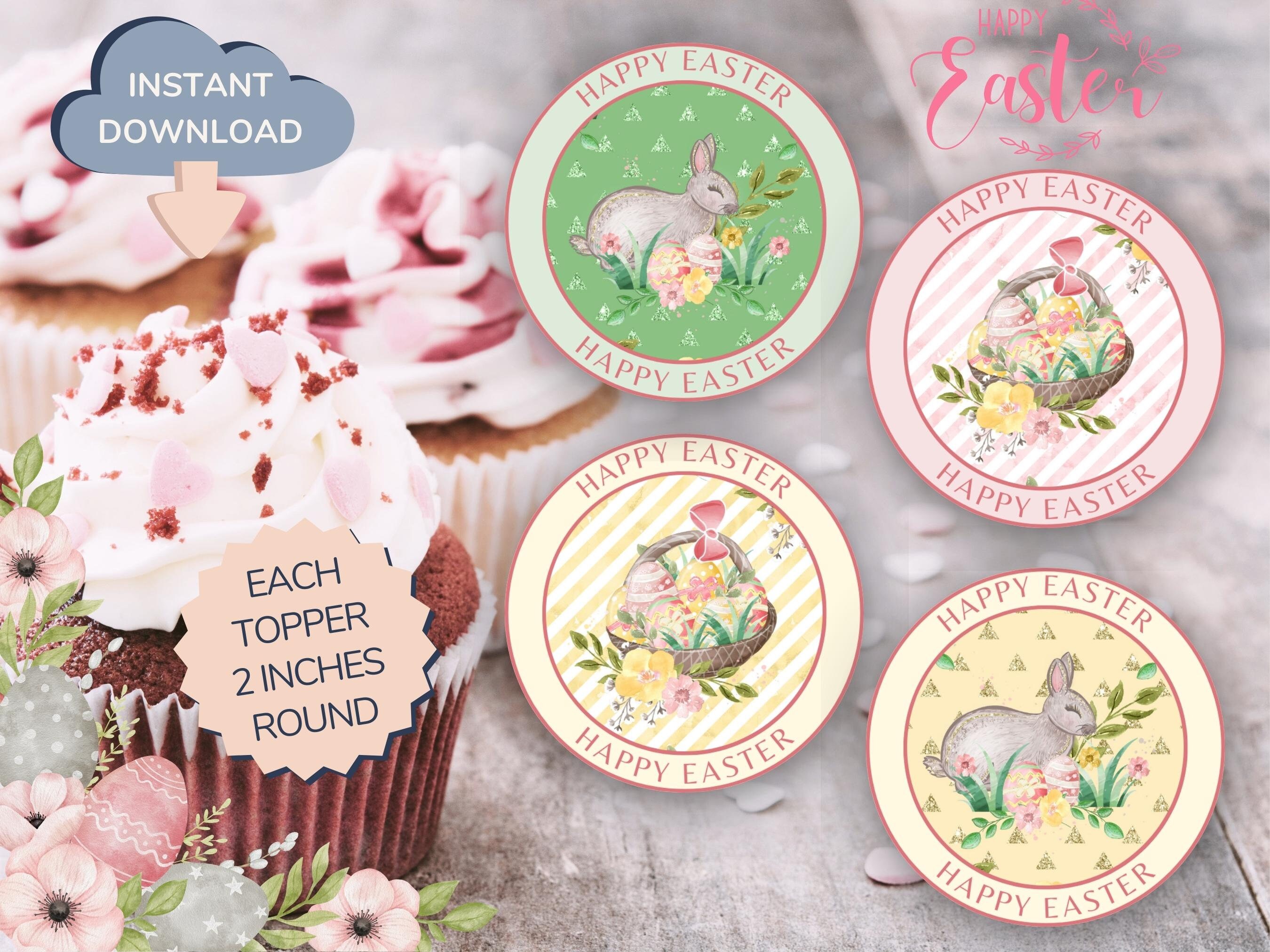 Easter Cupcake Toppers Printable, Easter Party Gift Tags, Bunny Party ...