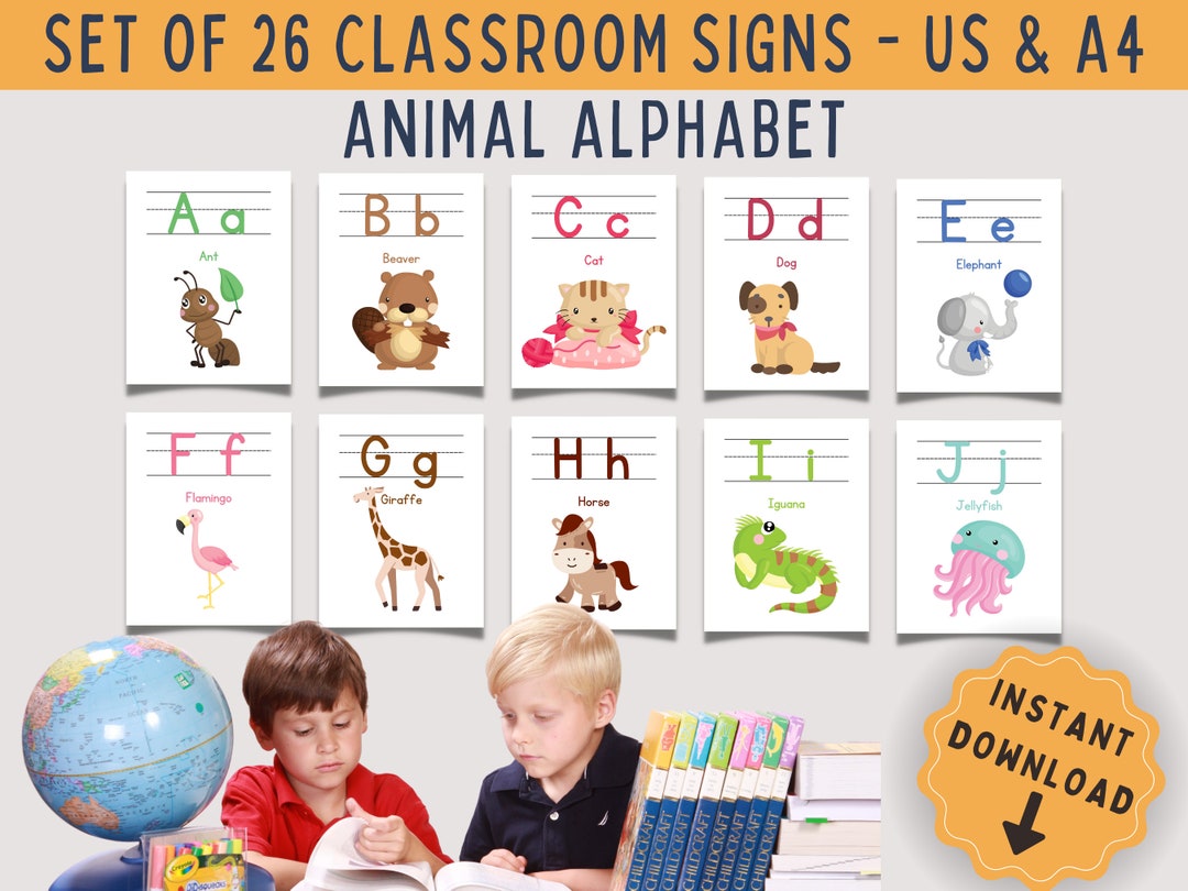 Classroom ABC Alphabet Educational Wall Art. Homeschool Decor. Playroom ...