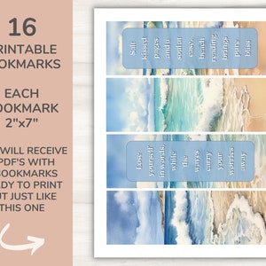 Printable Beach Bookmarks. Watercolor Quotes, Sand, Sea and Waves ...