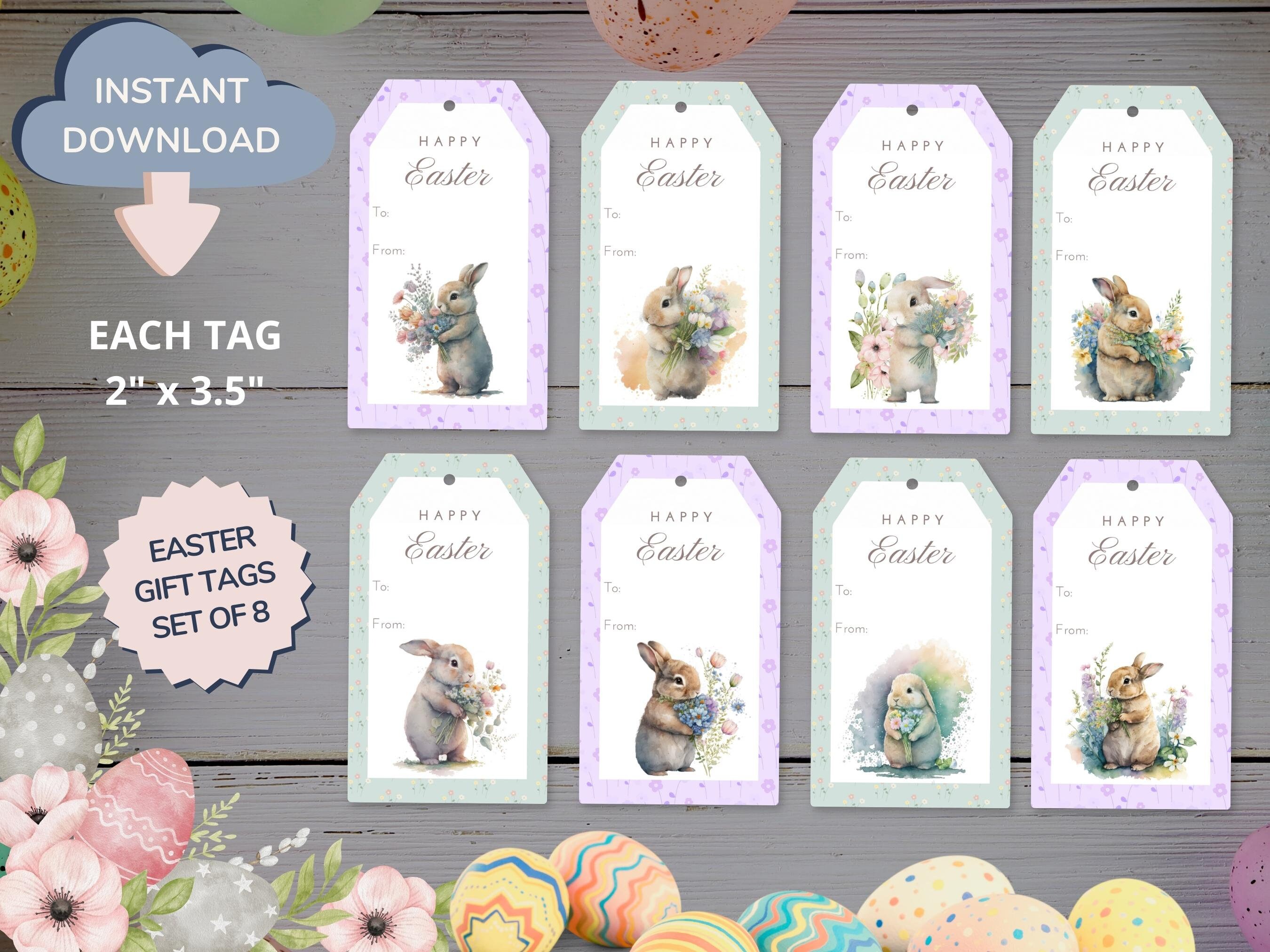 Easter Printable Gift Tags. School Gift Tag. Set of 8 Easter Tags for ...