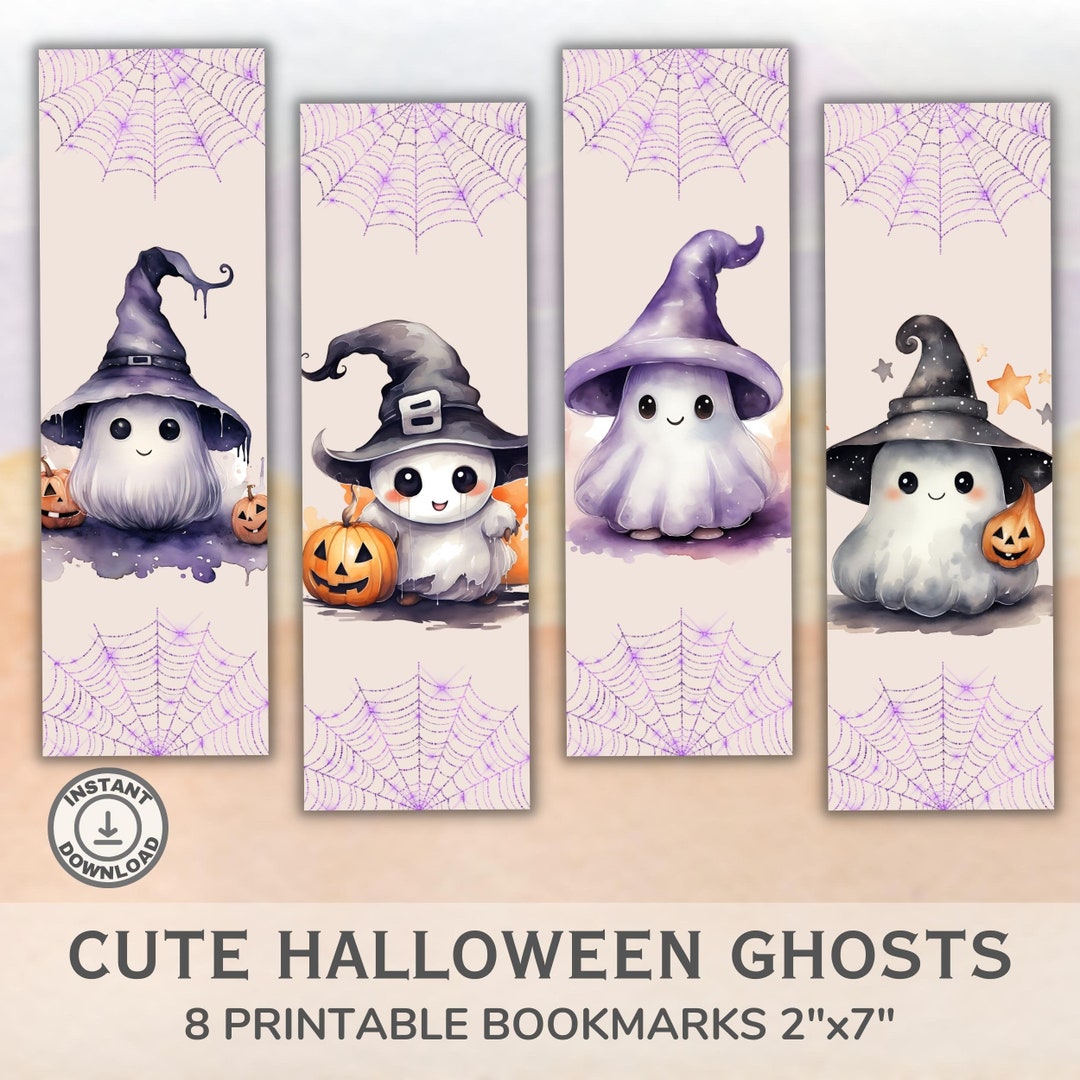 Printable Cute Halloween Ghosts Bookmarks. Perfect for Spooky and ...