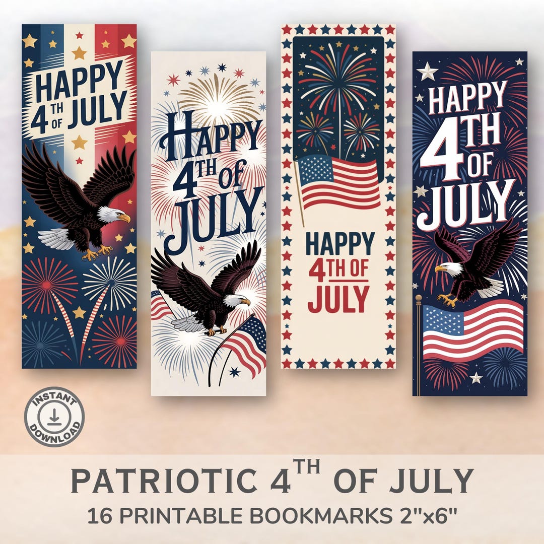 Printable Patriotic 4th of July Bookmarks. Eagles. Flags. American ...