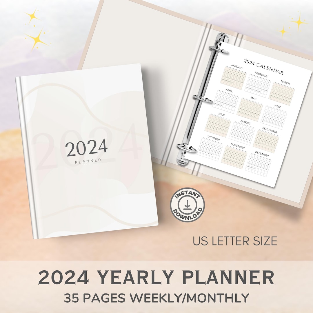 Printable 2024 Yearly Planner. Month at A Glance. 2024 - Etsy