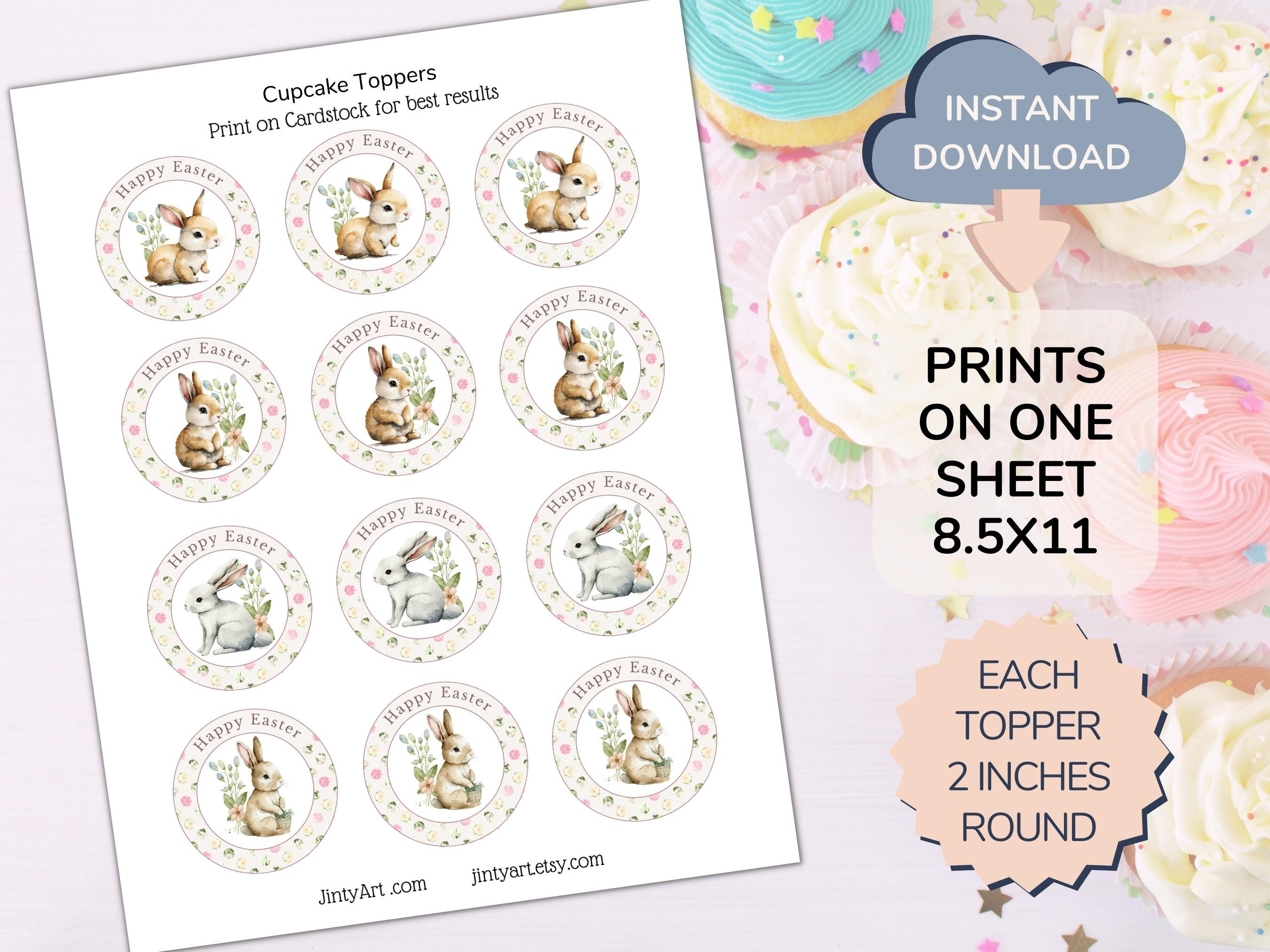 Easter Cupcake Toppers Printable Easter Party Gift Tags - Etsy