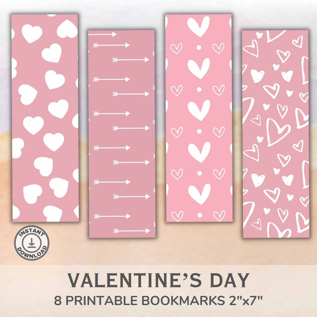 Printable Valentine's Day Bookmarks. Cute Hearts for Friend and ...