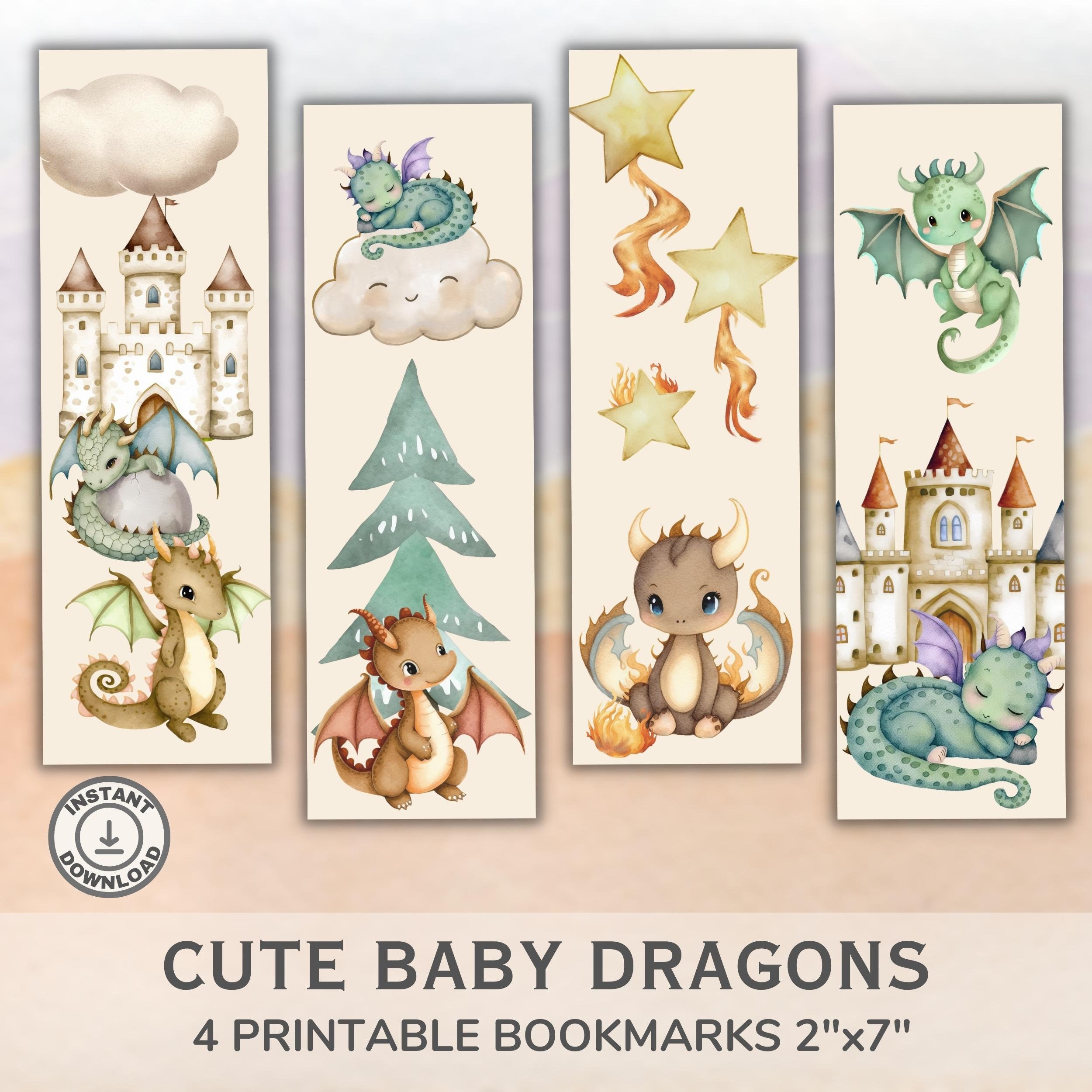 Cute Baby Dragon Bookmarks, Set of 4 (digital Download) - Etsy