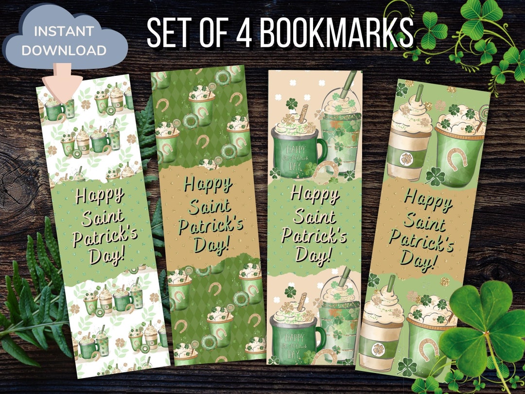 Saint Patrick's Day Printable Bookmarks, Four Leaf Clover, Lucky ...