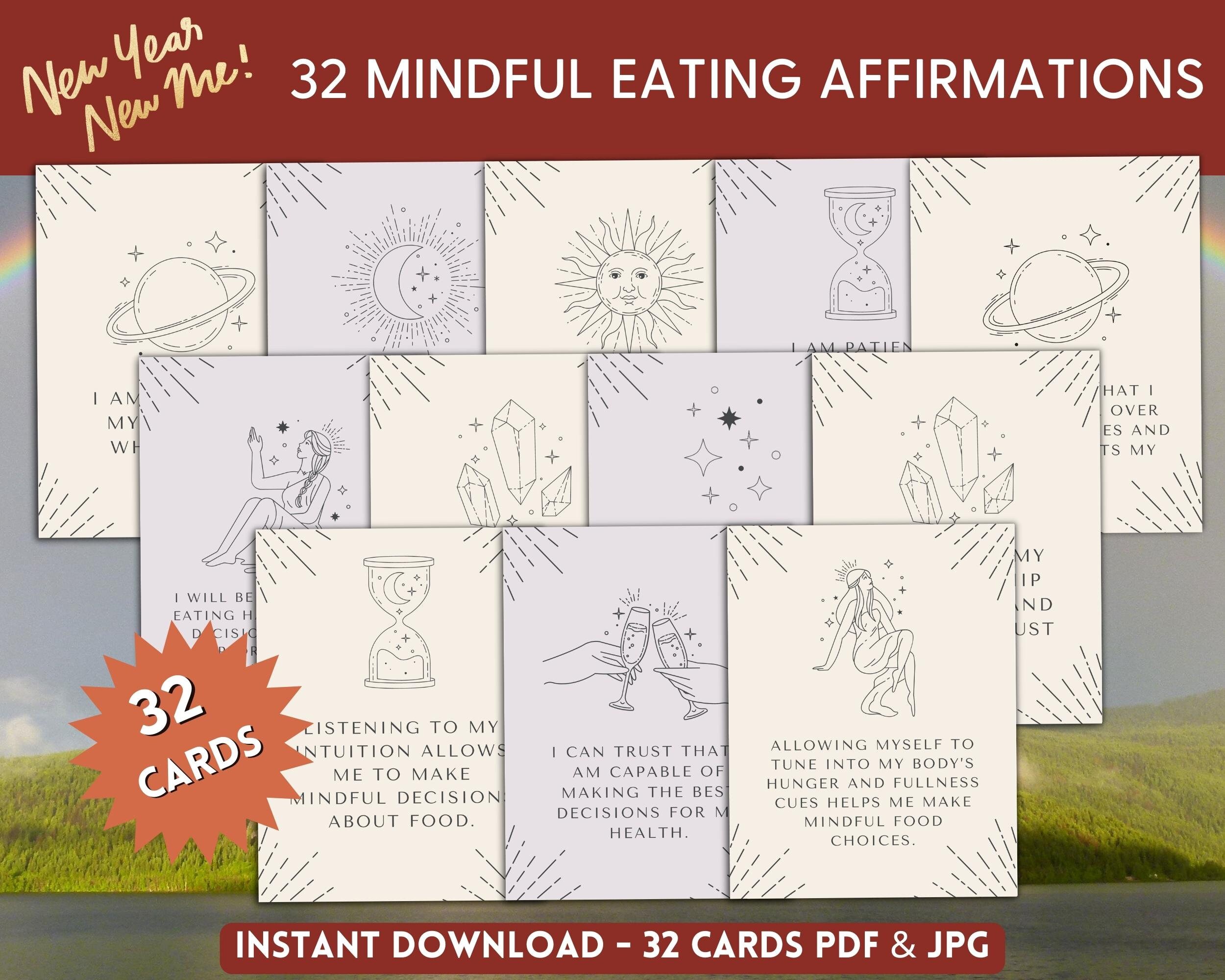 Mindful Eating Affirmation Cards. Restore Your Relationship With Food ...