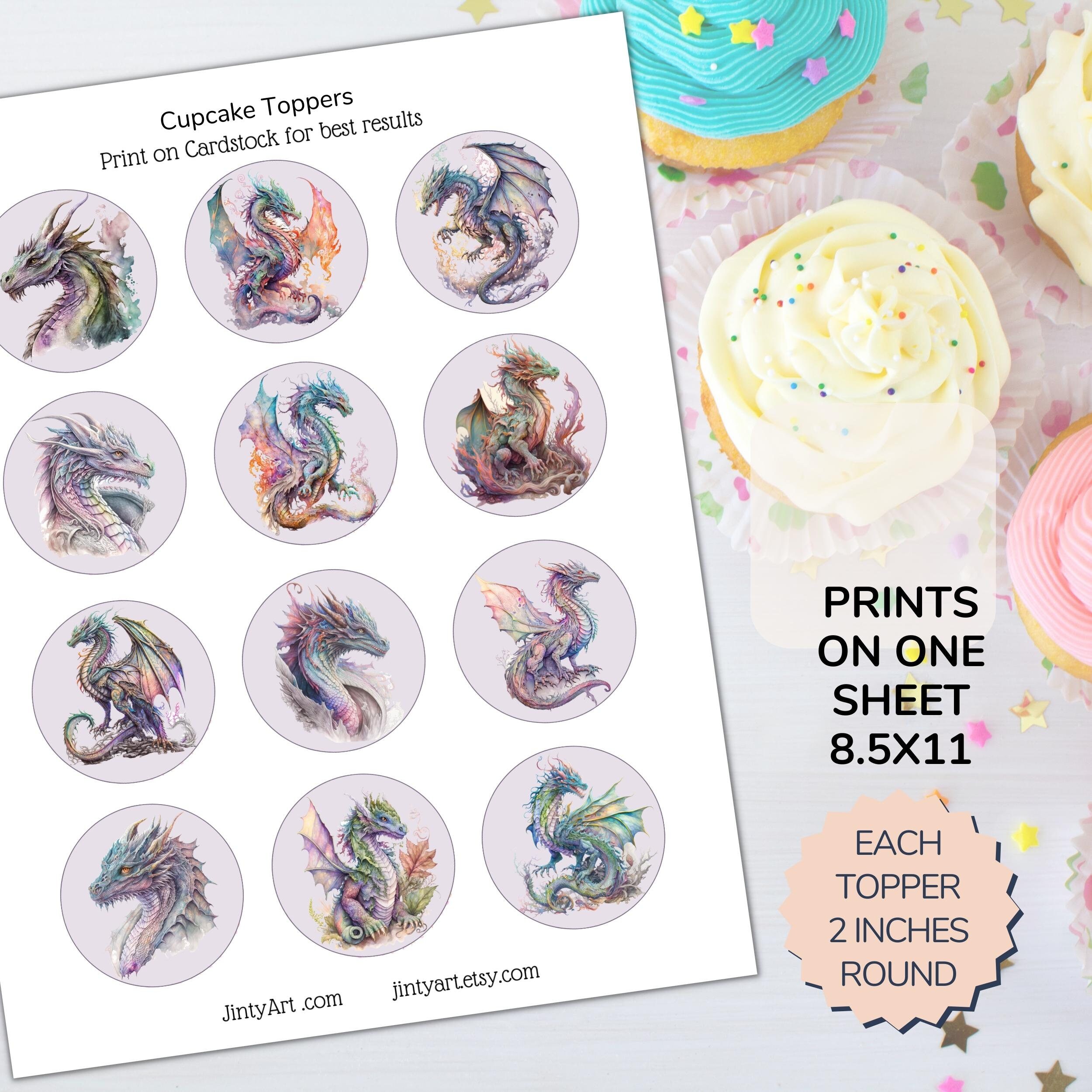 Printable Pastel Dragons Cupcake Toppers. Set of 12 Fun Designs ...