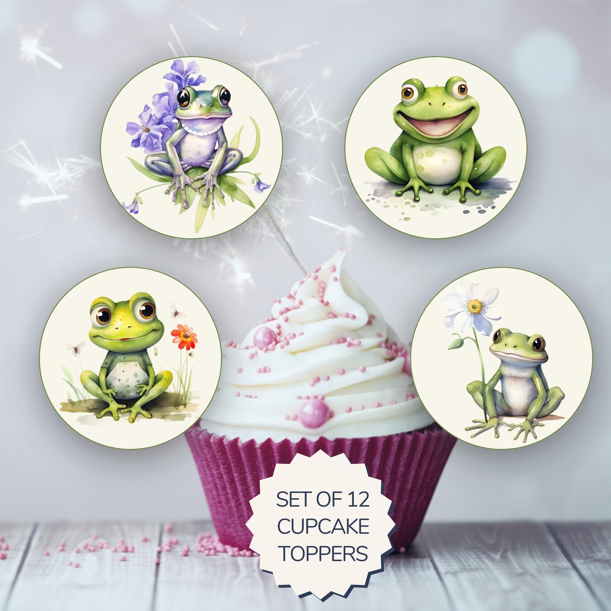 Printable Cute Frogs Cupcake Toppers. Set of 12 Fun Designs. - Etsy