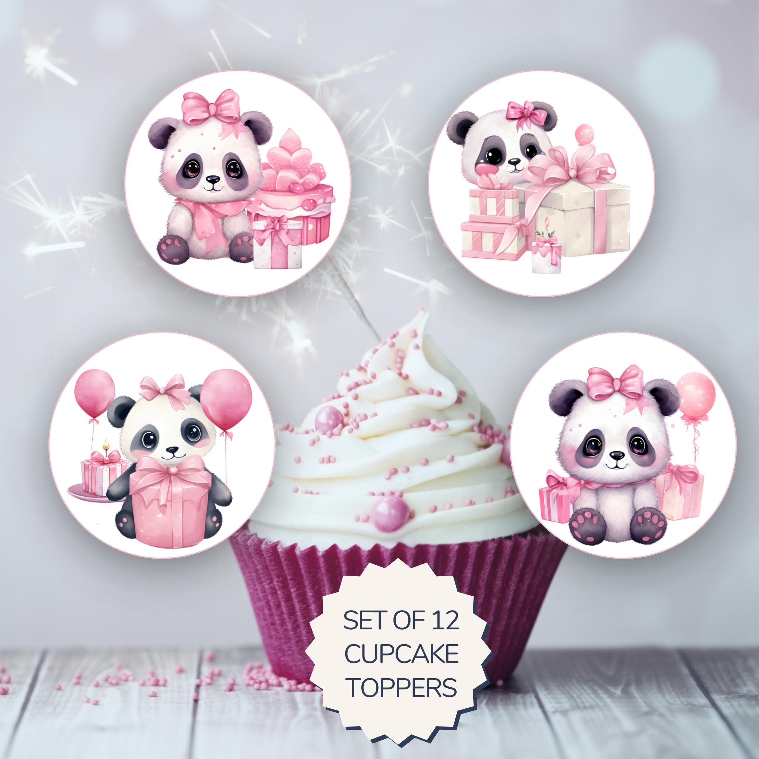 Printable Pink Panda Cupcake Toppers. Set of 12 Fun Designs. - Etsy