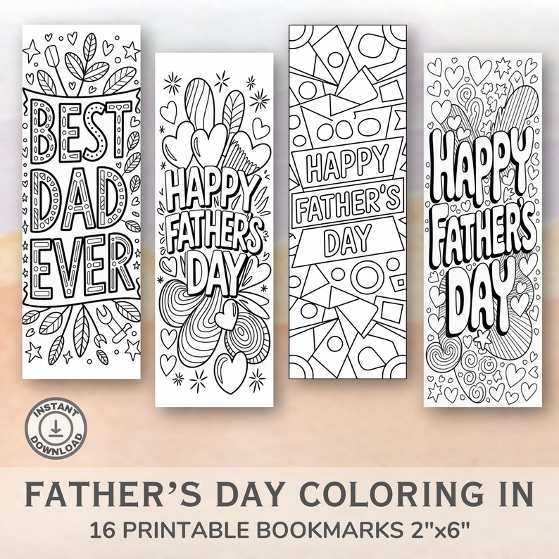 Father's Day Coloring Bookmarks: Fun Designs for Kids (digital Download ...
