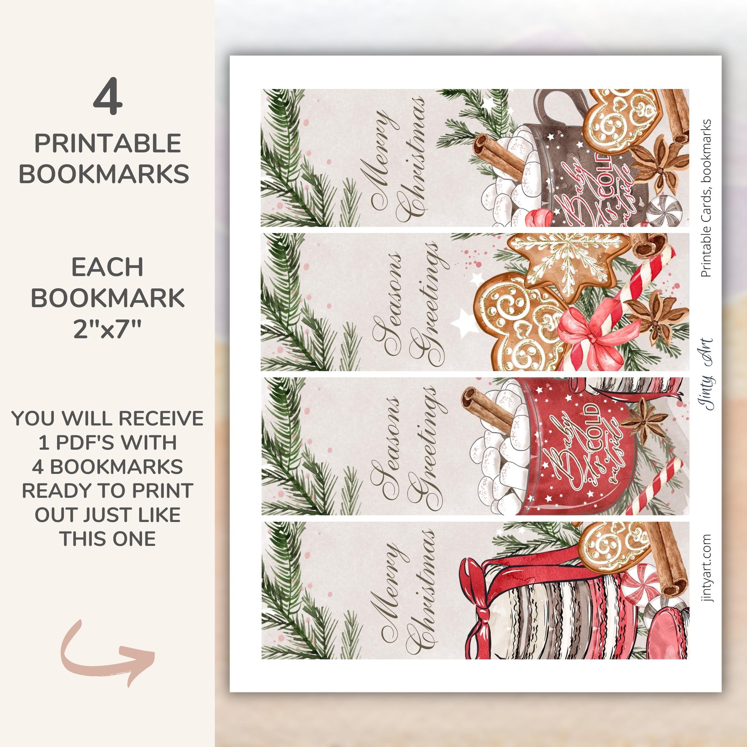 Christmas Printable Bookmarks Set of 4. Printable Christmas Bookmarks ...