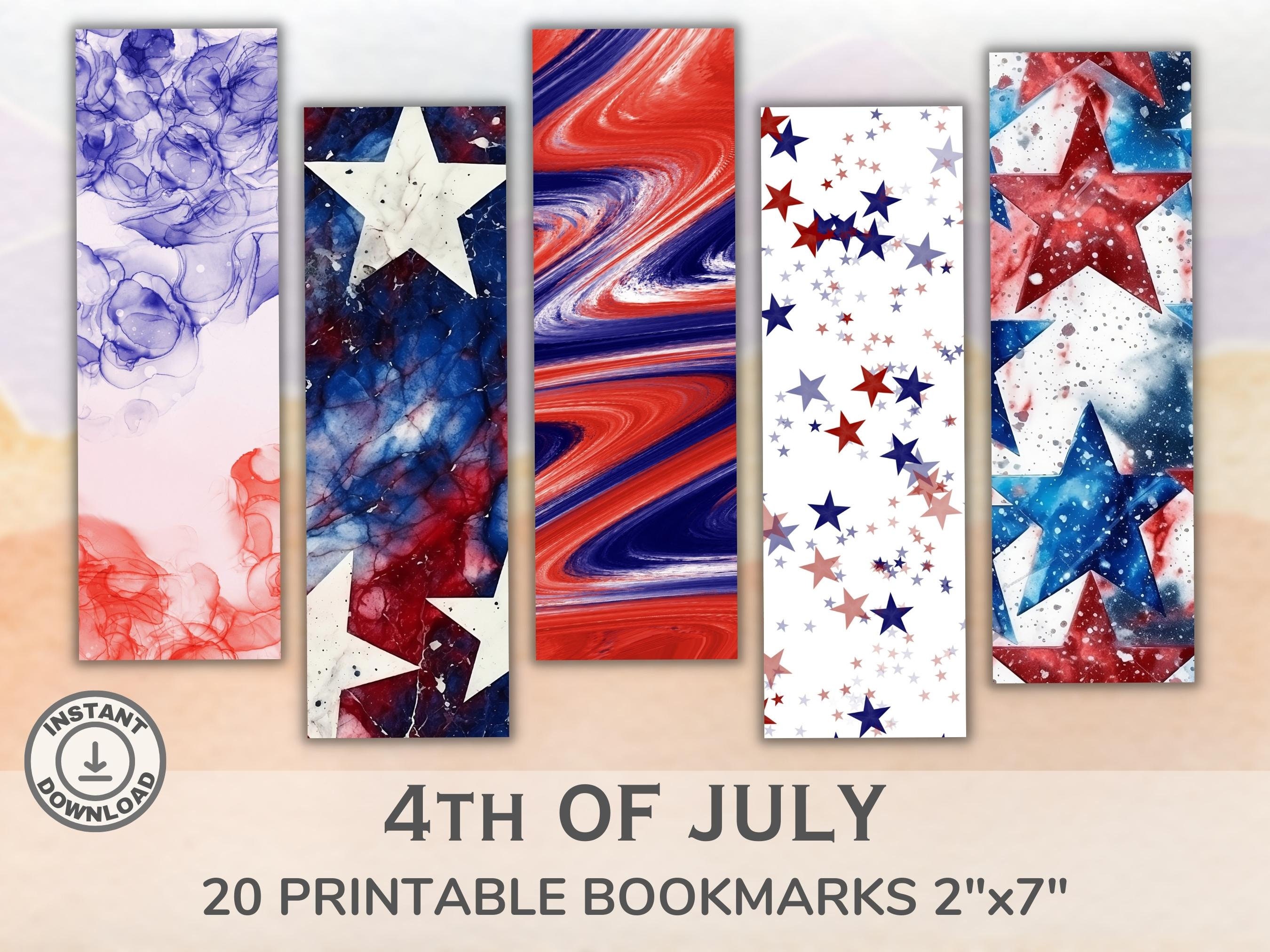 Printable 4th of July Bookmarks. Watercolor Red, White and Blue ...