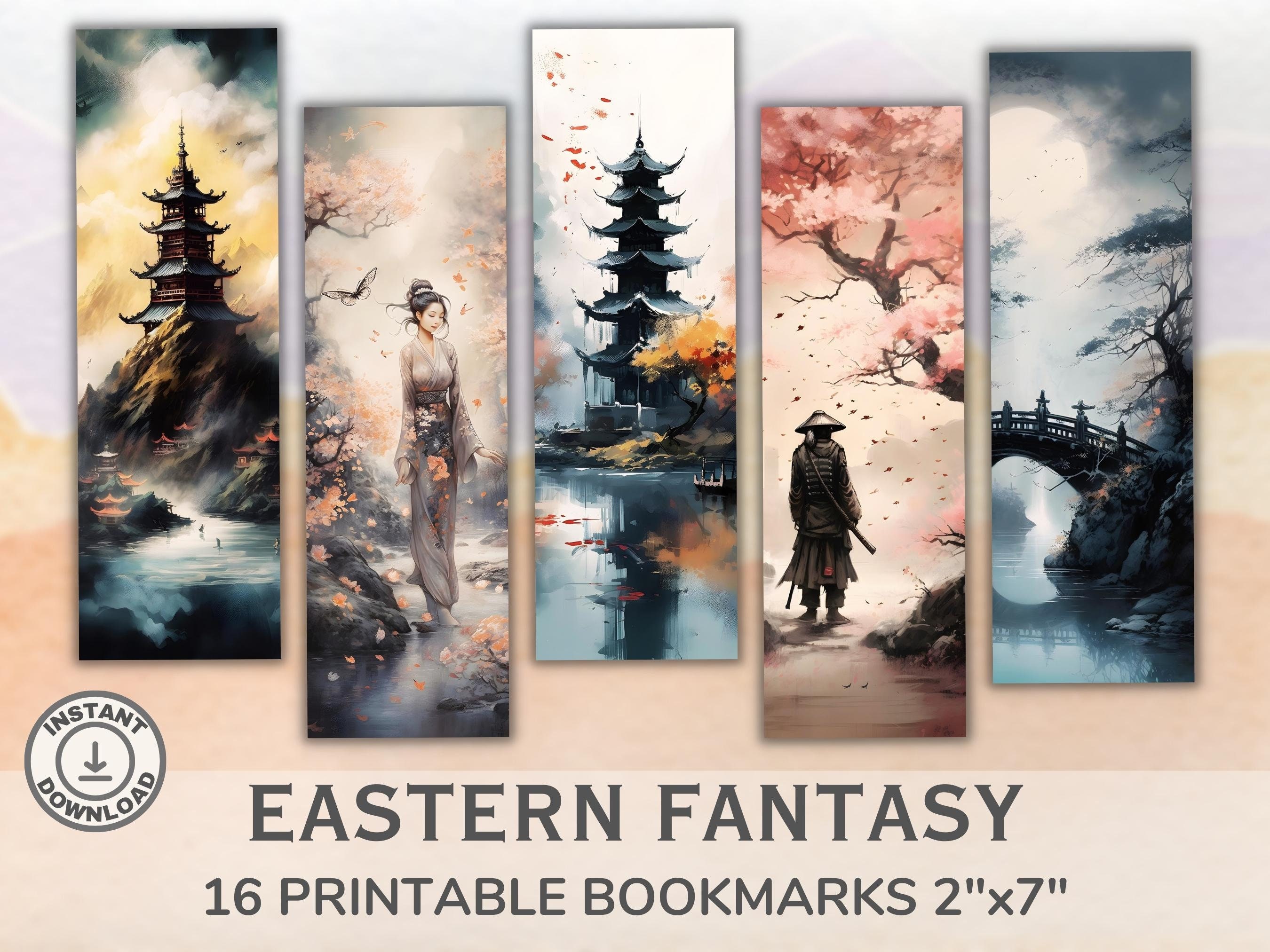 Printable Eastern Fantasy Bookmarks Set of 16. Watercolor - Etsy