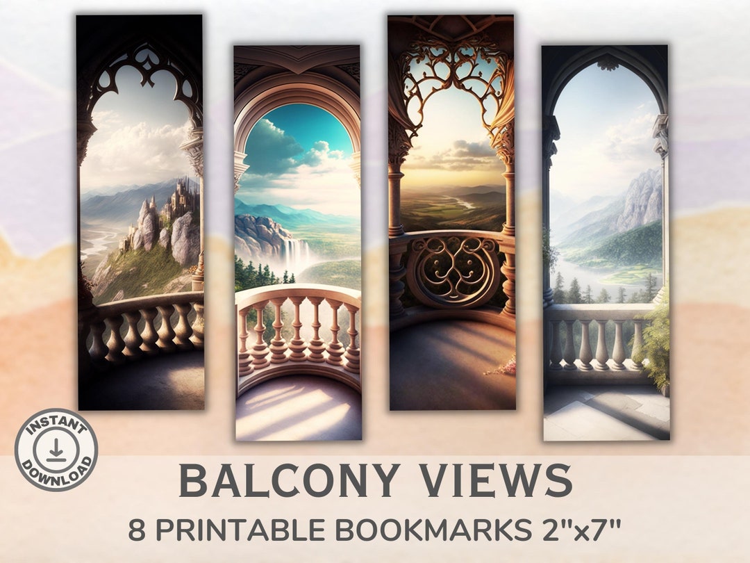 Printable Balcony Windows Bookmarks. Watercolor Balconies and Lush ...