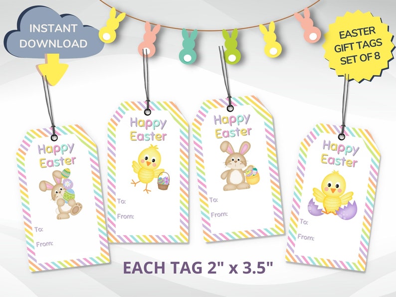 Easter Printable Gift Tags. School Gift Tag. Set of 8 Easter Tags for ...