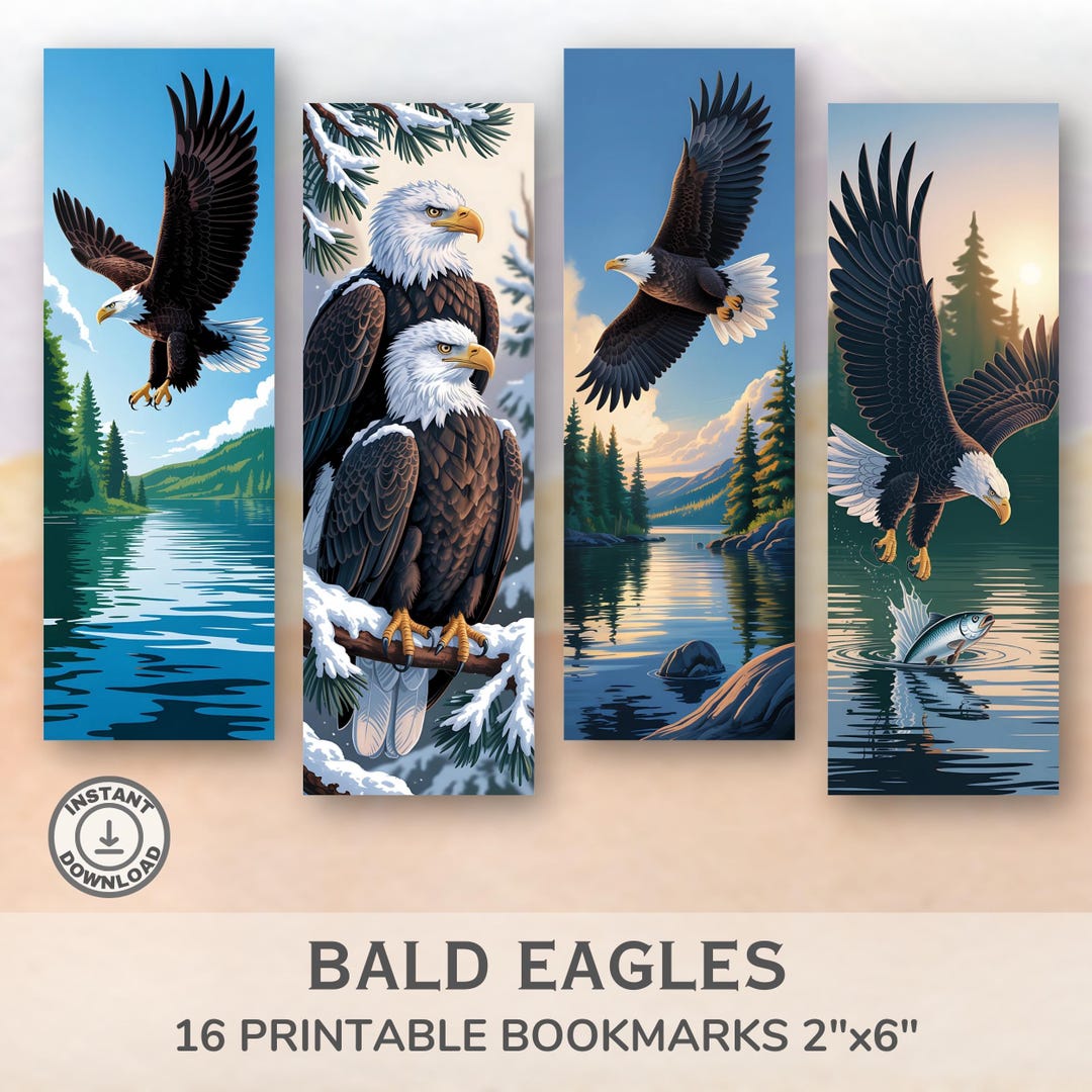 Bald Eagle Bookmarks: Patriotic USA Theme (digital Download, Set of 16 ...
