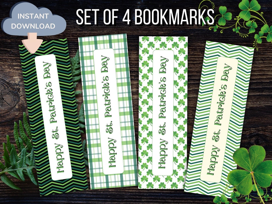 Saint Patrick's Day Printable Bookmarks, Four Leaf Clover, Lucky ...