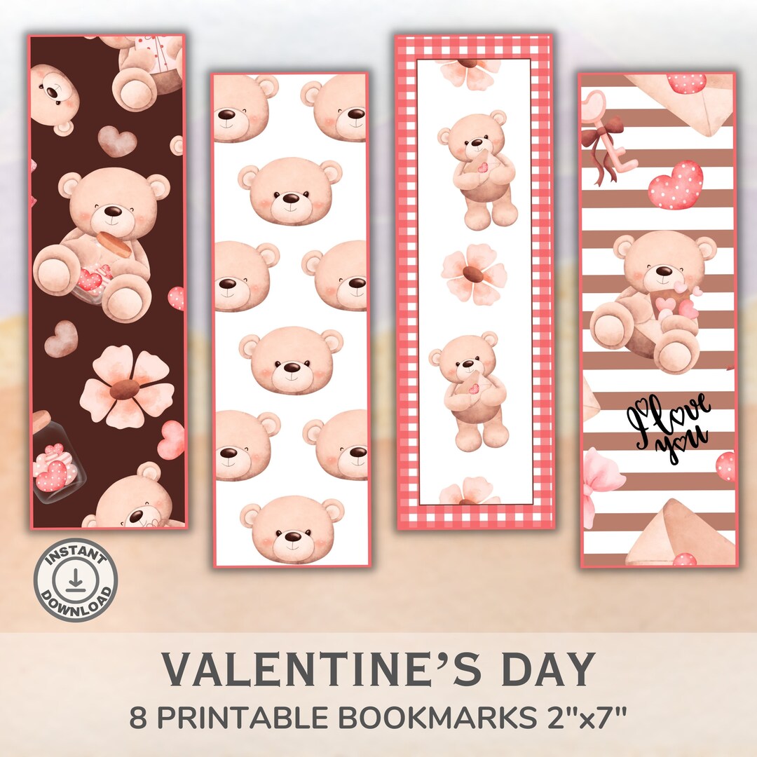 Printable Valentine's Day Bookmarks. Cute Friend and Classroom Gifts ...