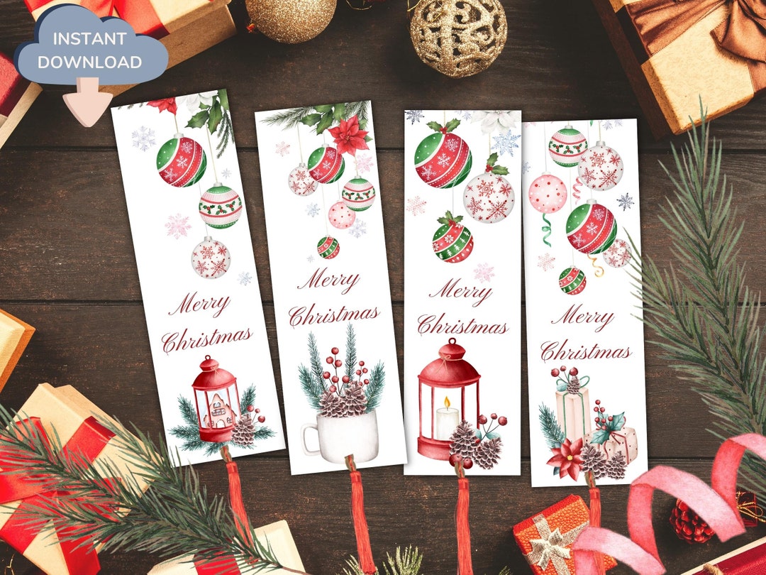 Christmas Printable Bookmarks Set of 4. Printable Christmas Bookmarks ...