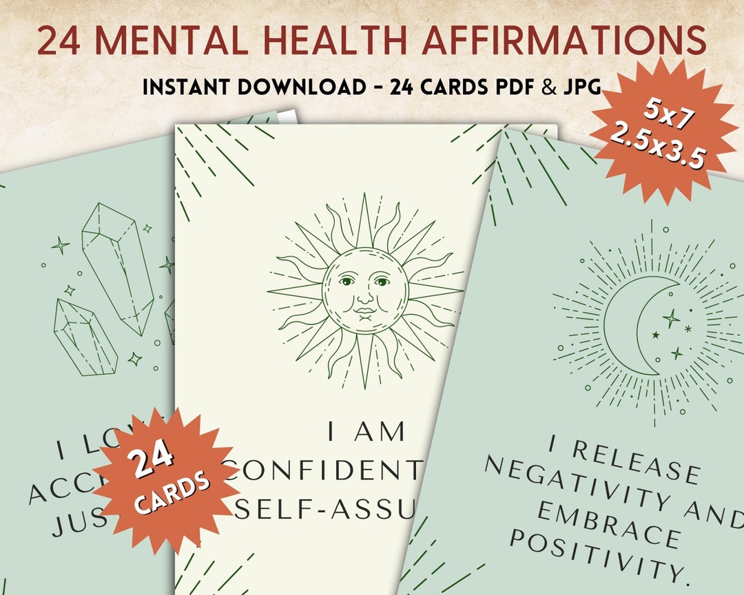Mental Health Affirmation Cards. Wellness, Self Love and Self ...