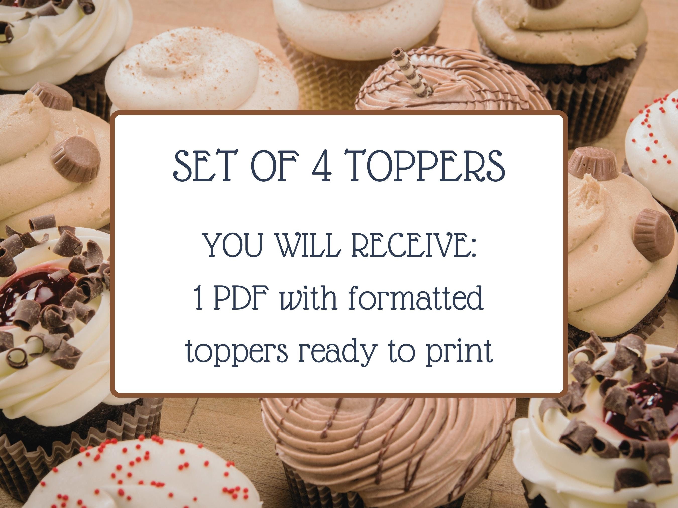 Valentine's Day Cupcake Toppers Printable. Set of 4 Fun Designs. Happy ...