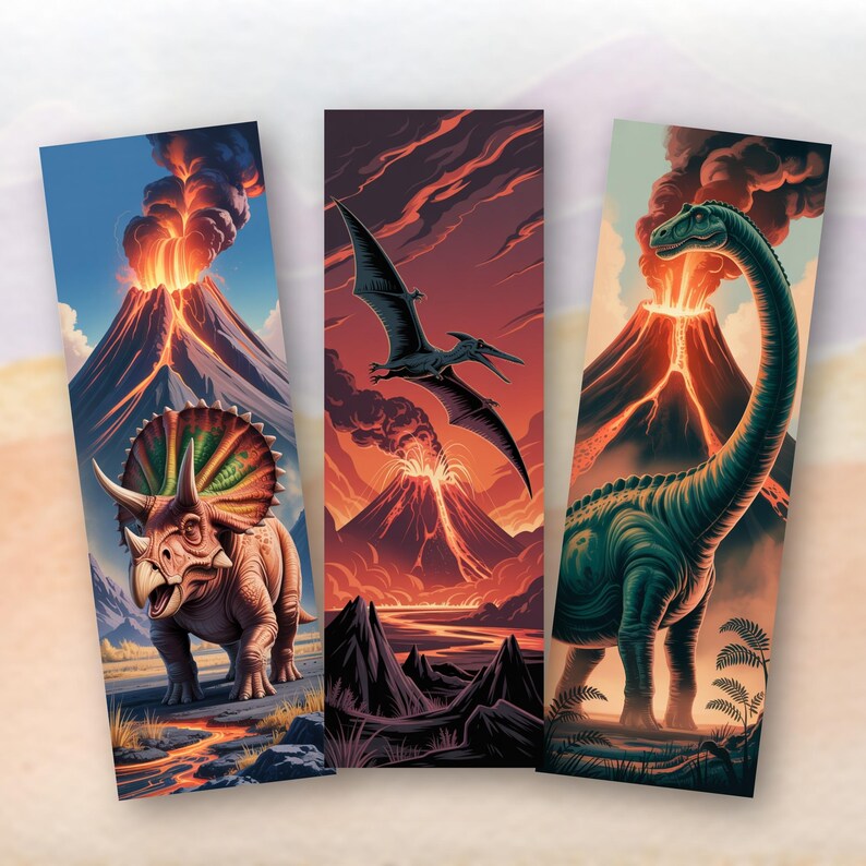 Dinosaur Bookmarks: Jurassic Era Kids' Gift (printable PDF Bundle of 16 ...