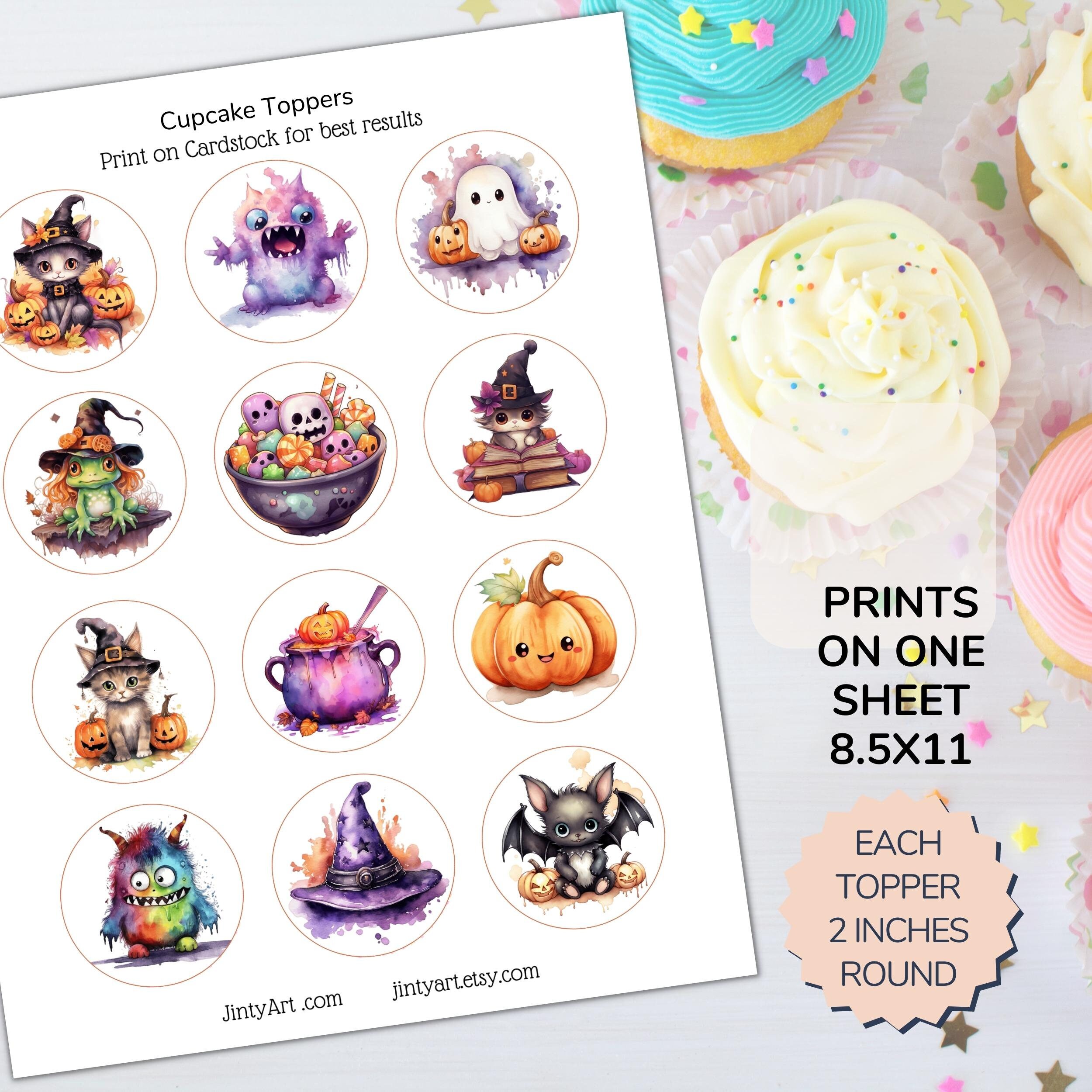 Printable Kids Halloween Cupcake Toppers. Set of 12 Fun - Etsy