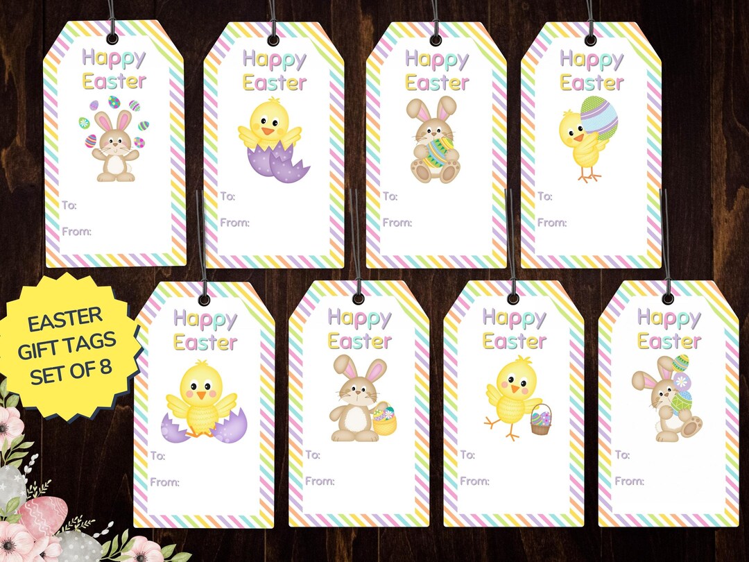 Easter Printable Gift Tags. School Gift Tag. Set of 8 Easter Tags for ...