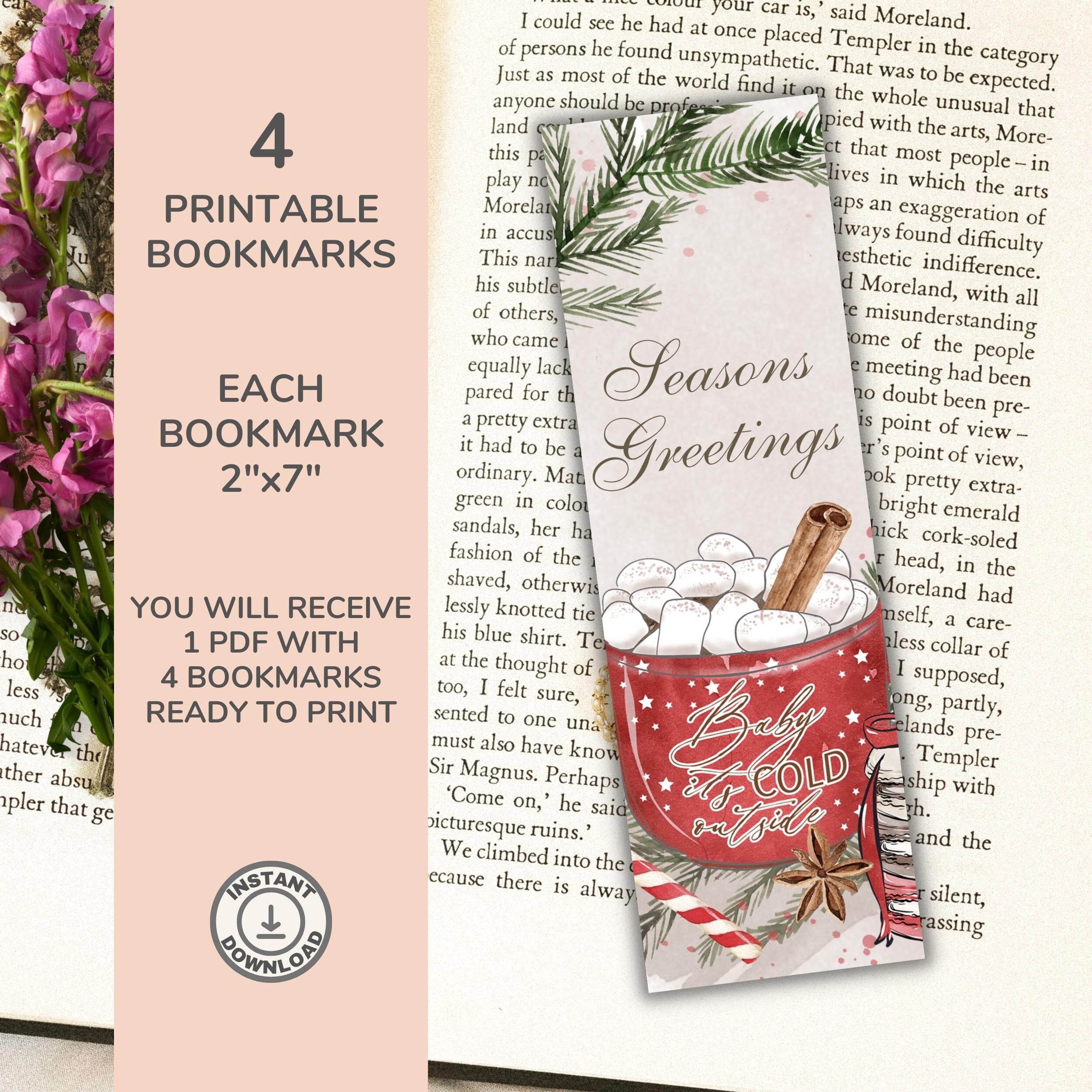 Christmas Printable Bookmarks Set of 4. Printable Christmas Bookmarks ...