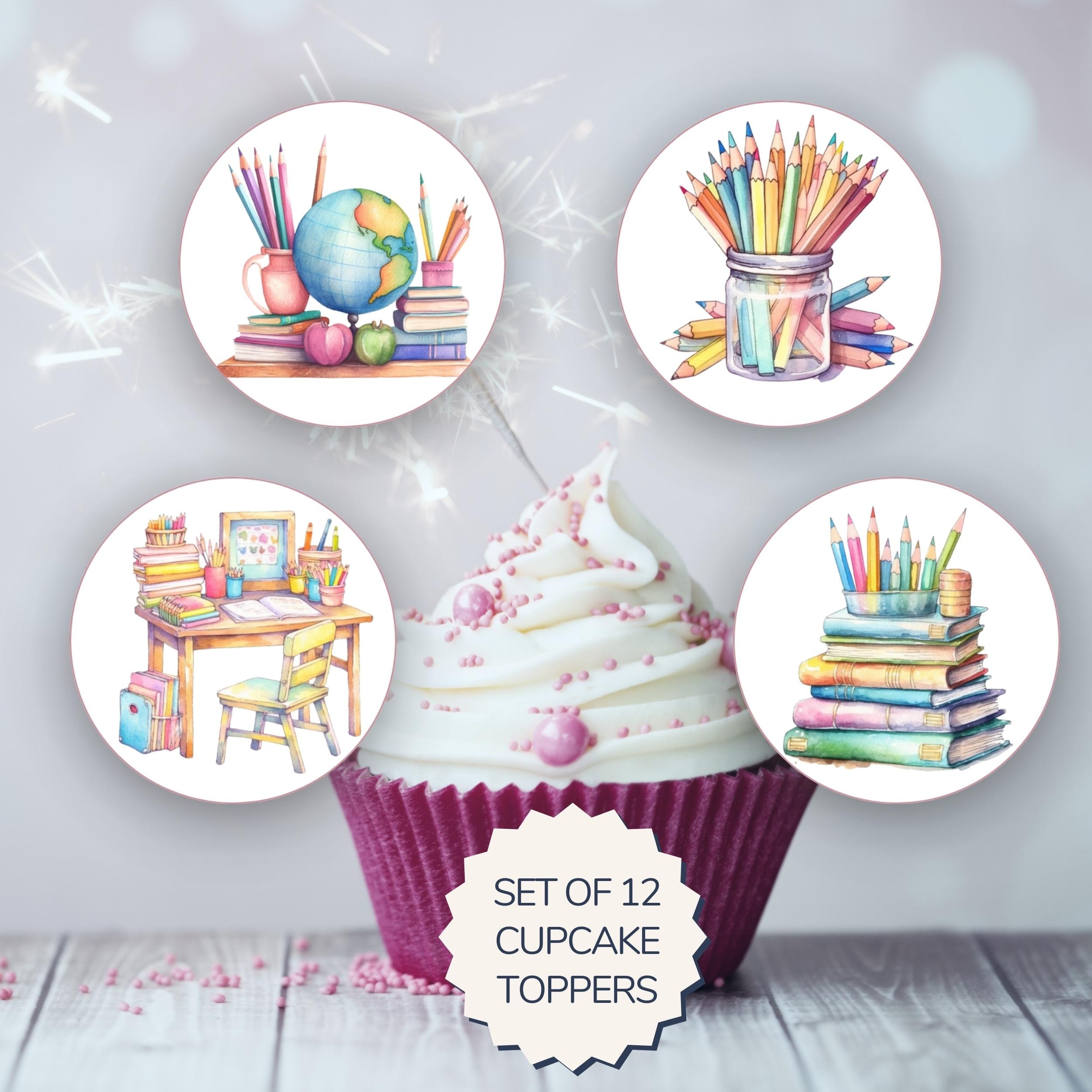 Printable Back to School Cupcake Toppers. Set of 12 Fun - Etsy