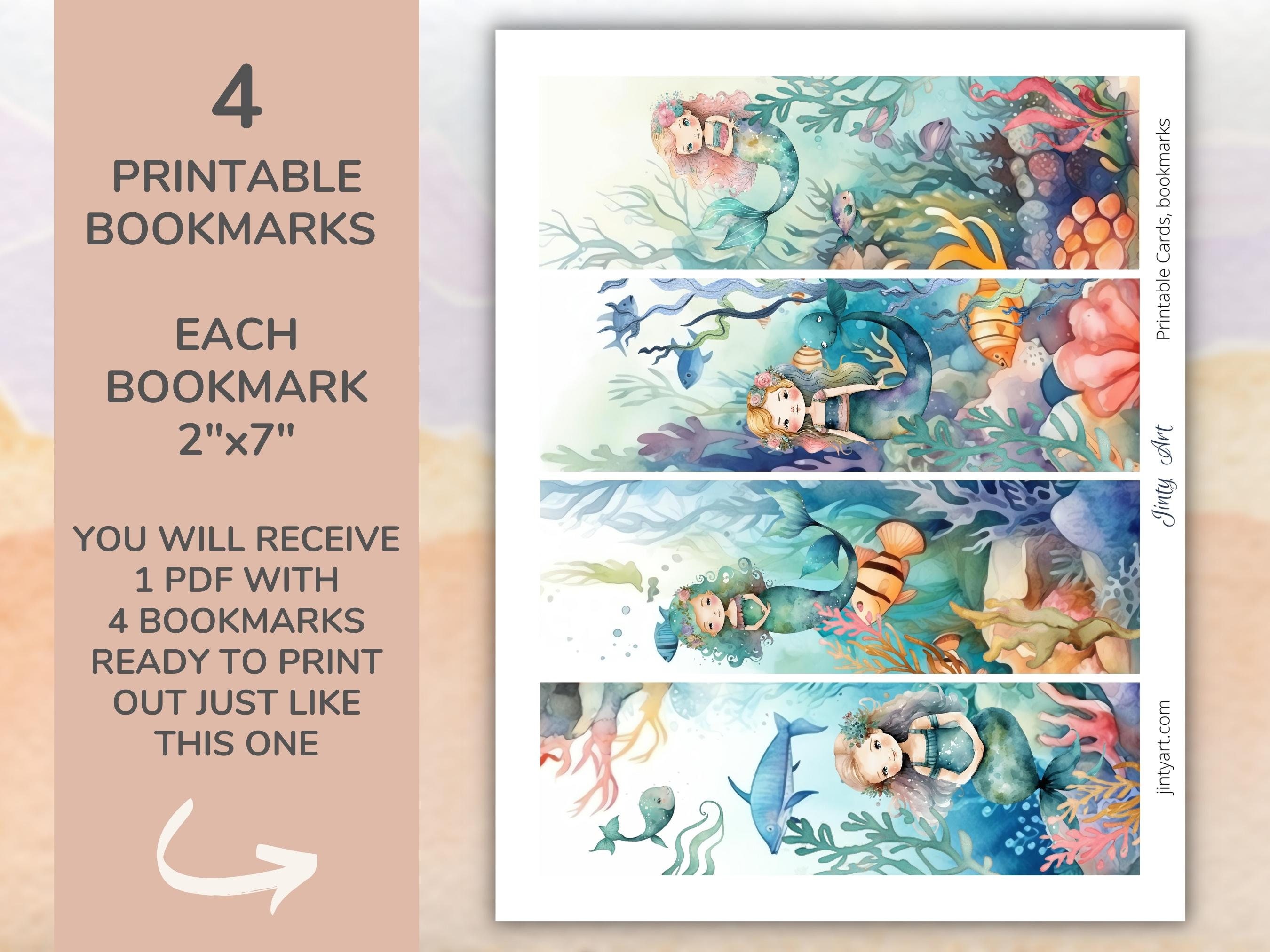 Mermaid Printable Bookmarks Set of 4. Printable Mermaid and Under the ...