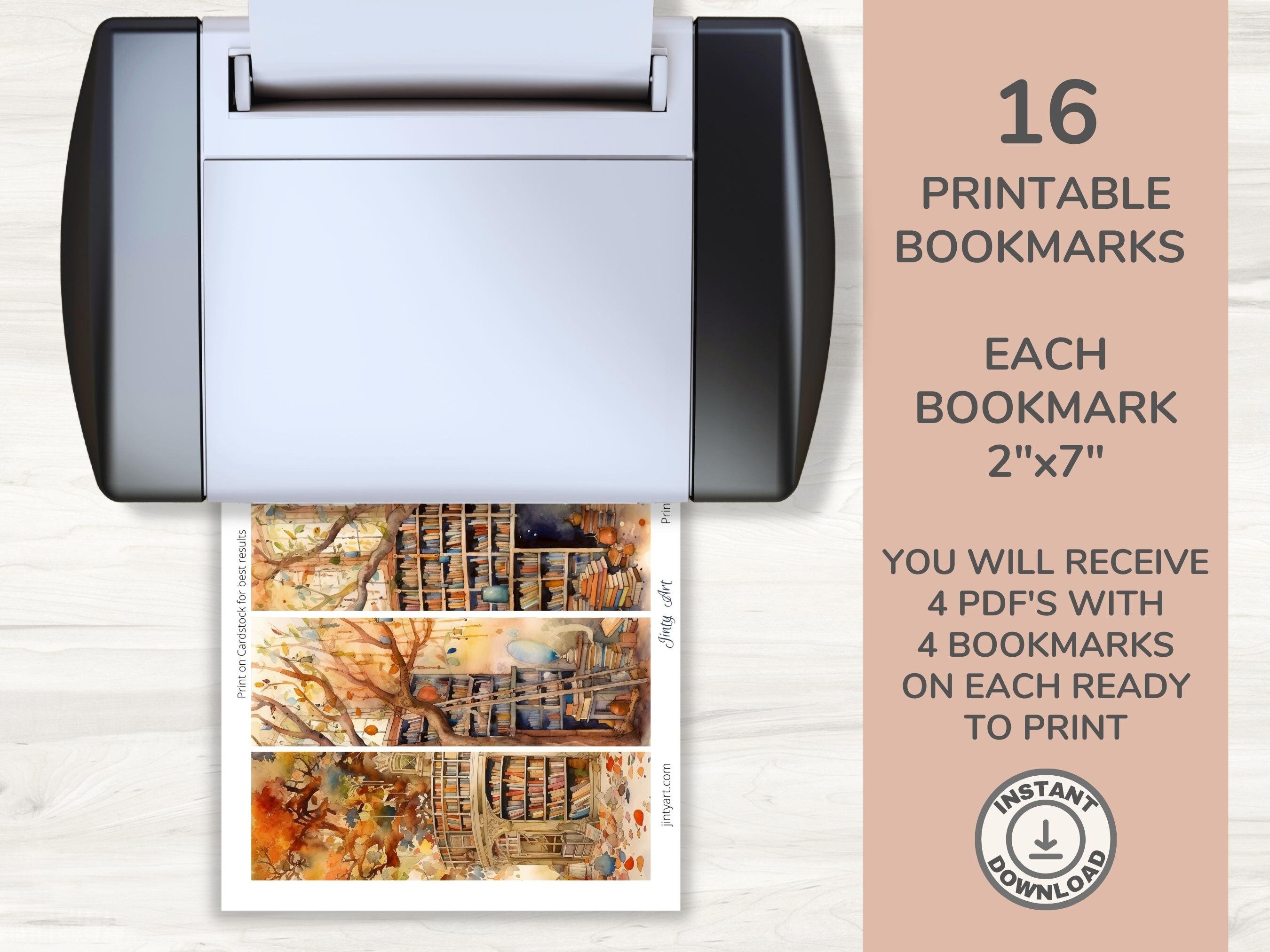 Printable Woodland Library Bookmarks. Watercolor Libraries in Autumn ...