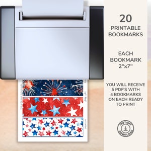 Printable 4th of July Bookmarks. Watercolor Red, White and Blue ...