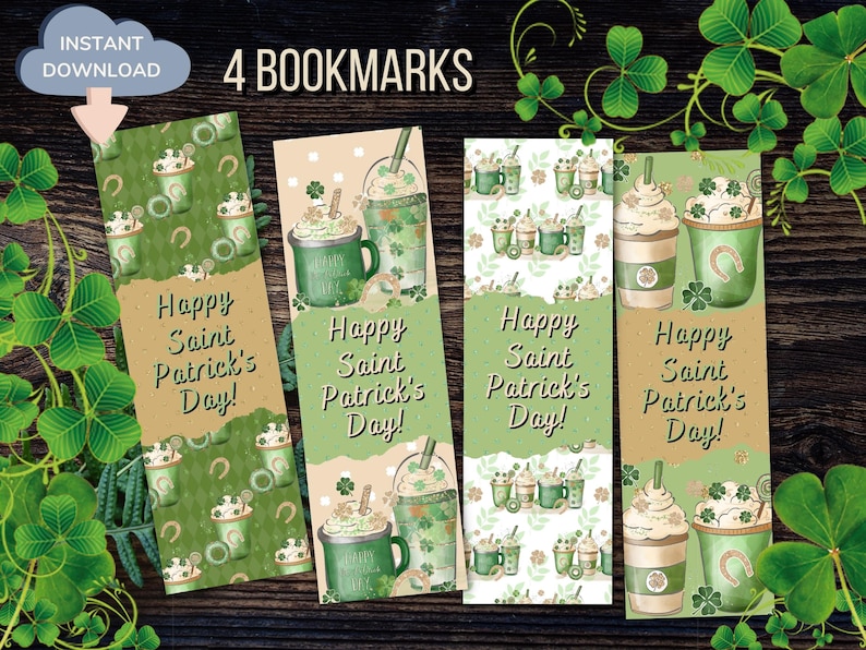 Saint Patrick's Day Printable Bookmarks, Four Leaf Clover, Lucky ...