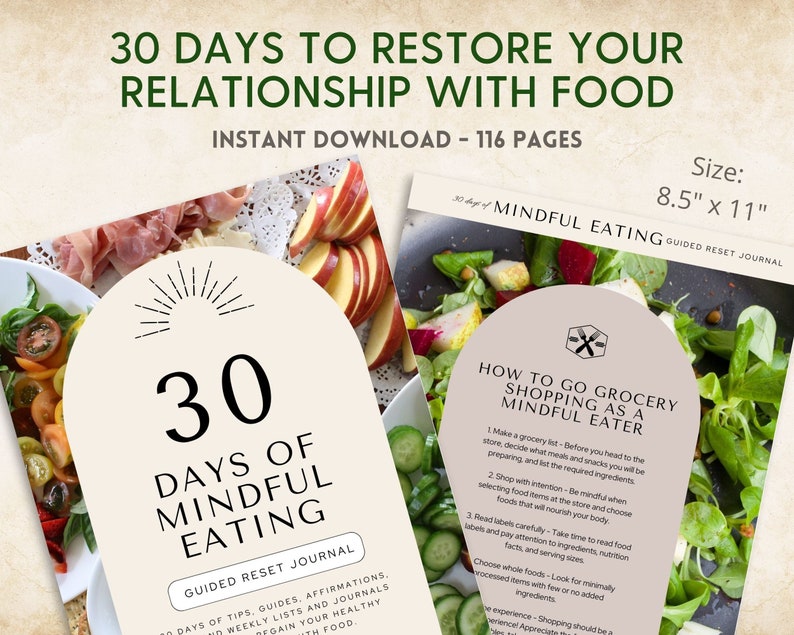 Mindful Eating Guide and Workbook. Restore Your Relationship - Etsy
