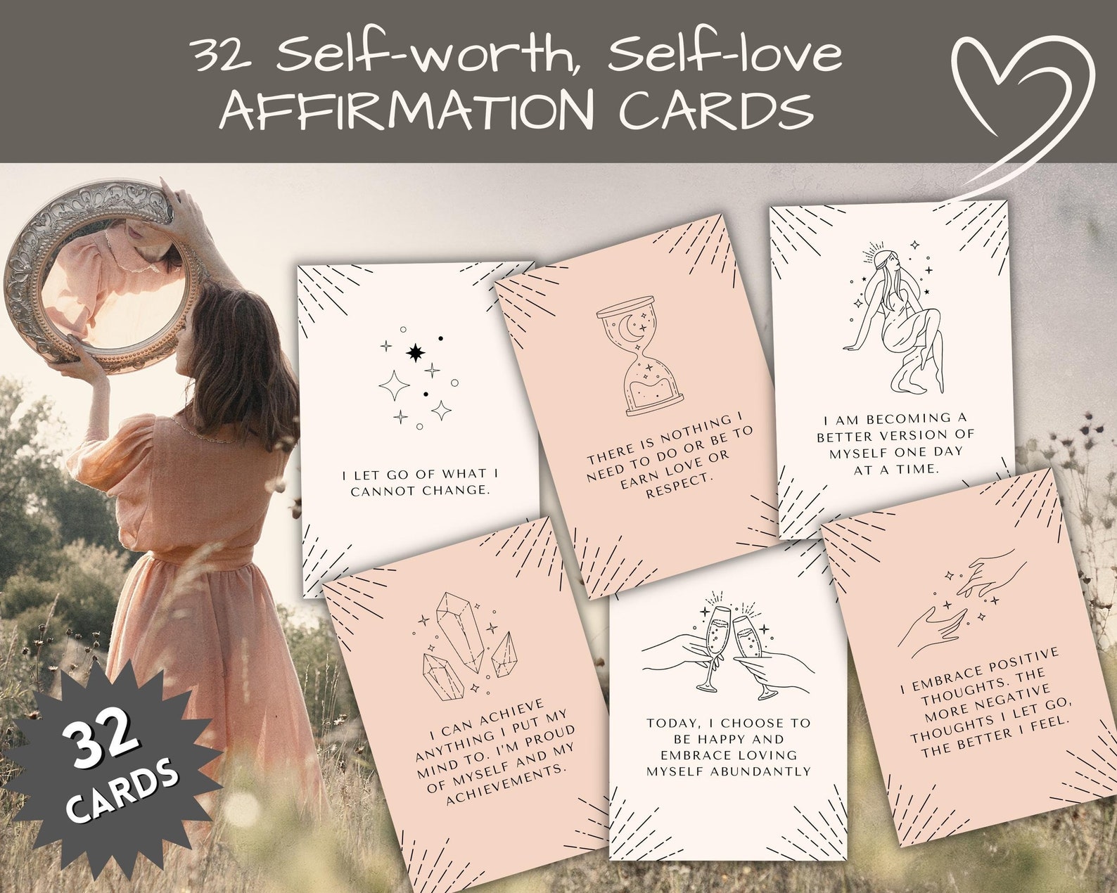 Self Worth Affirmation Cards. Wellness, Self Love and Self Confidence ...