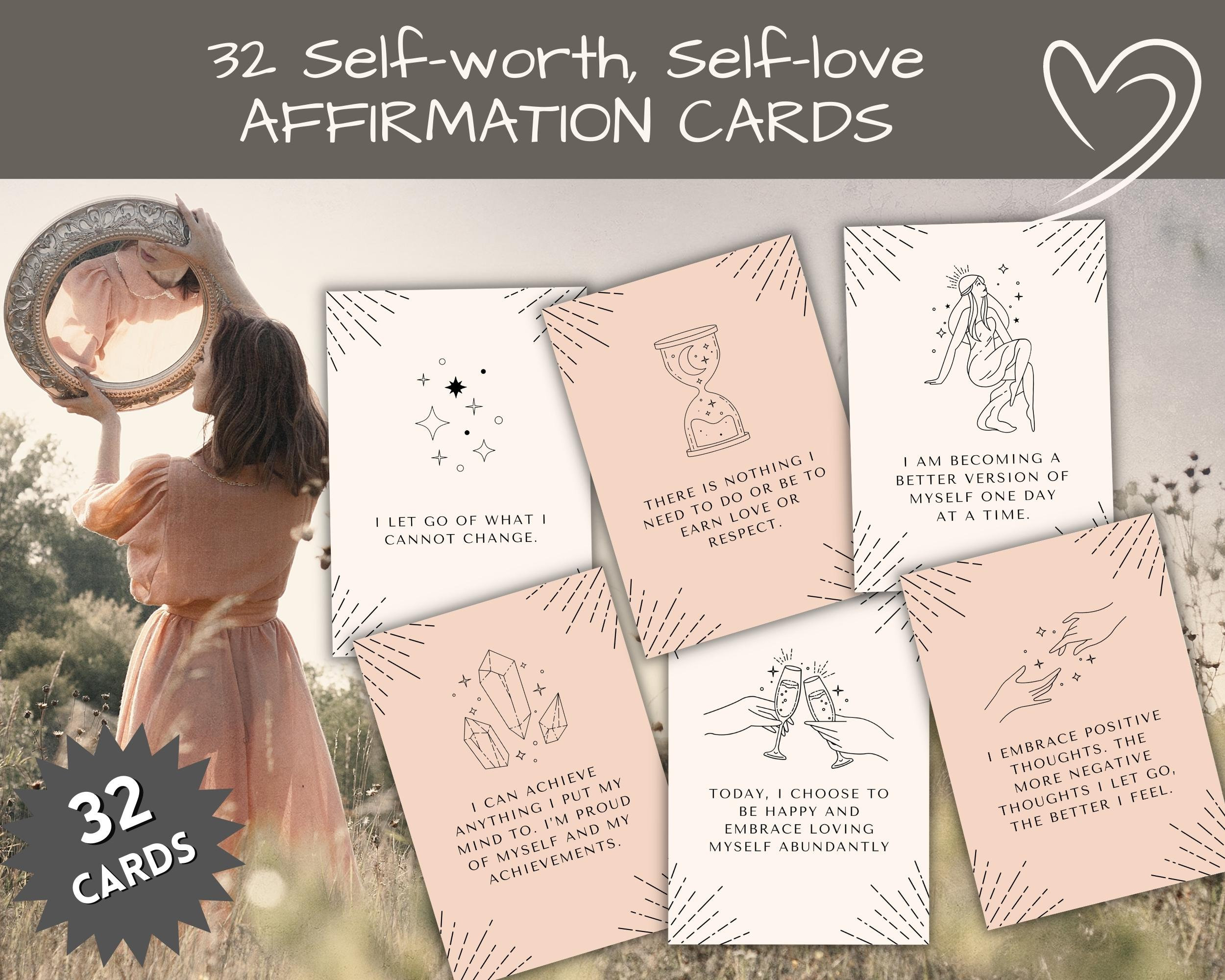 Self Worth Affirmation Cards. Wellness, Self Love and Self Confidence ...
