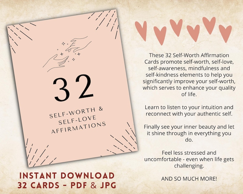Self Worth Affirmation Cards. Wellness, Self Love and Self Confidence ...
