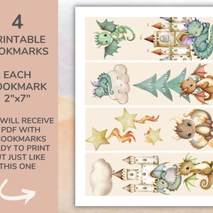 Baby Dragon Printable Bookmarks Set of 4. Printable Cute Baby Dragon ...