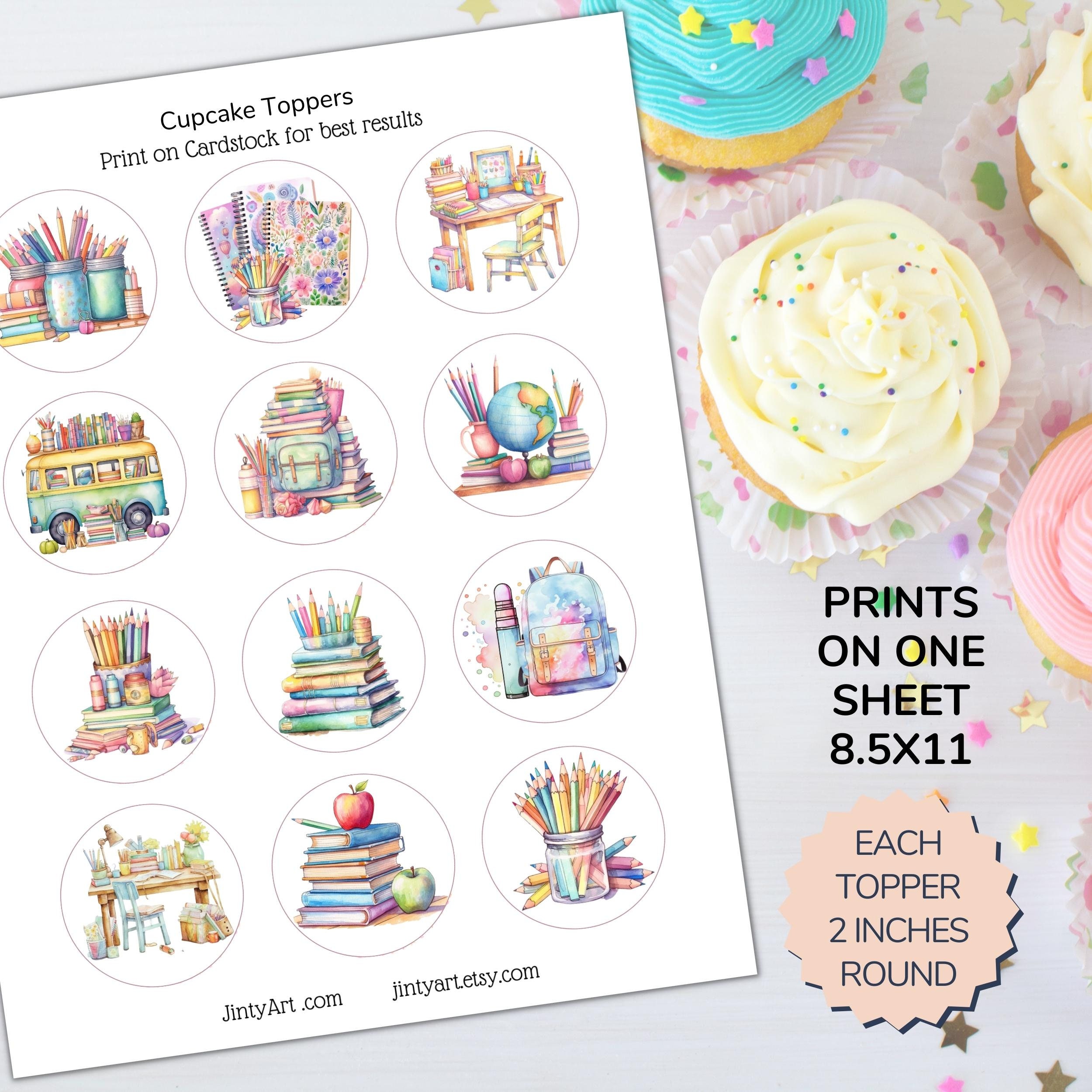 Printable Back to School Cupcake Toppers. Set of 12 Fun - Etsy