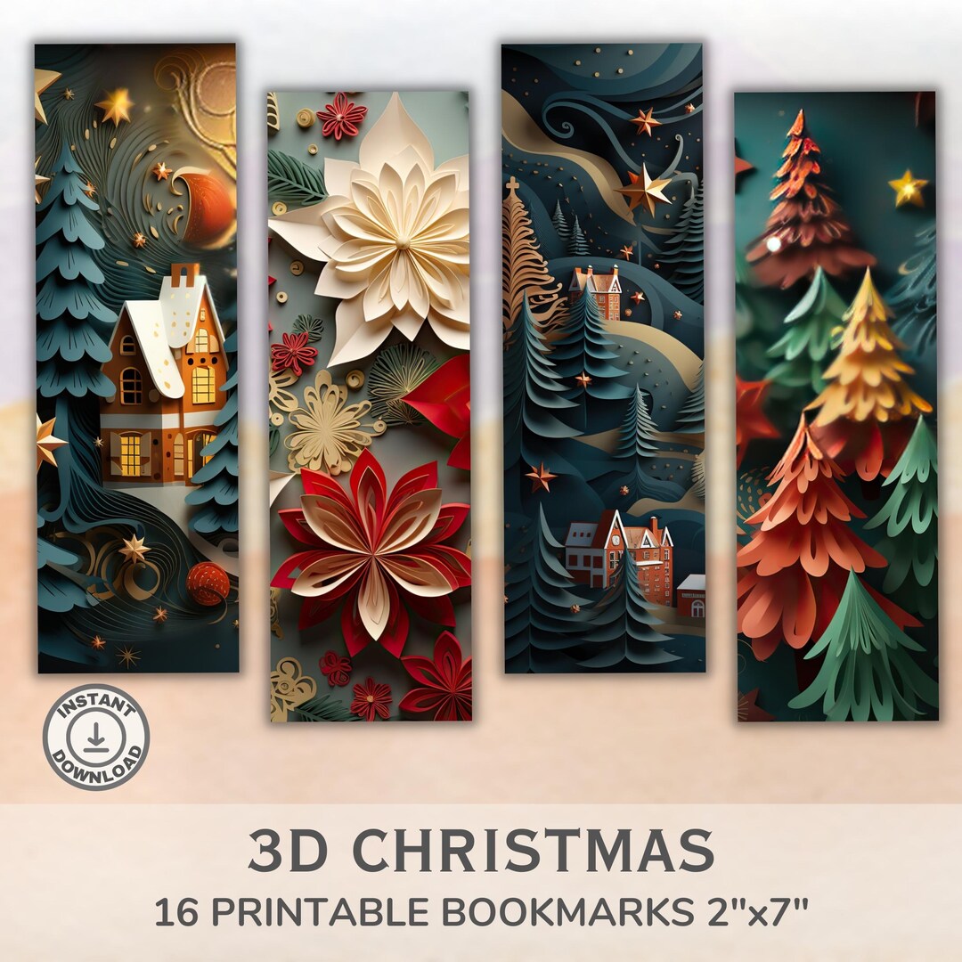 Christmas Printable Bookmarks Set of 16. Cozy Christmas Bookmarks ...