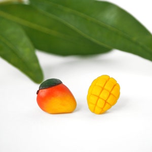 Mango Fruit Earrings, Food Polymer Clay Earrings - Etsy
