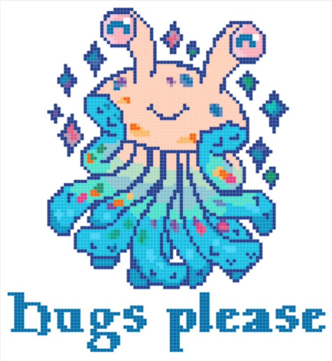 Hugs Please Cute Flumph Cross Stitch Design (PDF) - Etsy
